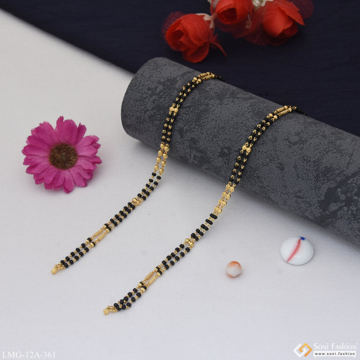 1 Gram Gold Plated 2 Line Latest Design Mangalsutra Dori for Women ...