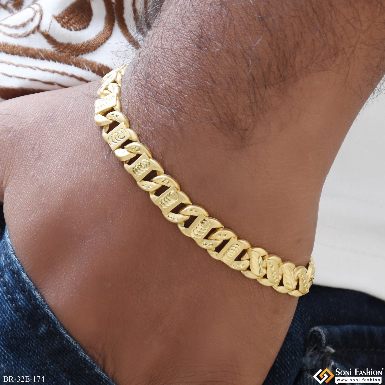 1 Gram Gold Plated 2 In 1 Pokal Bracelet for Men - Style E174 – Soni ...