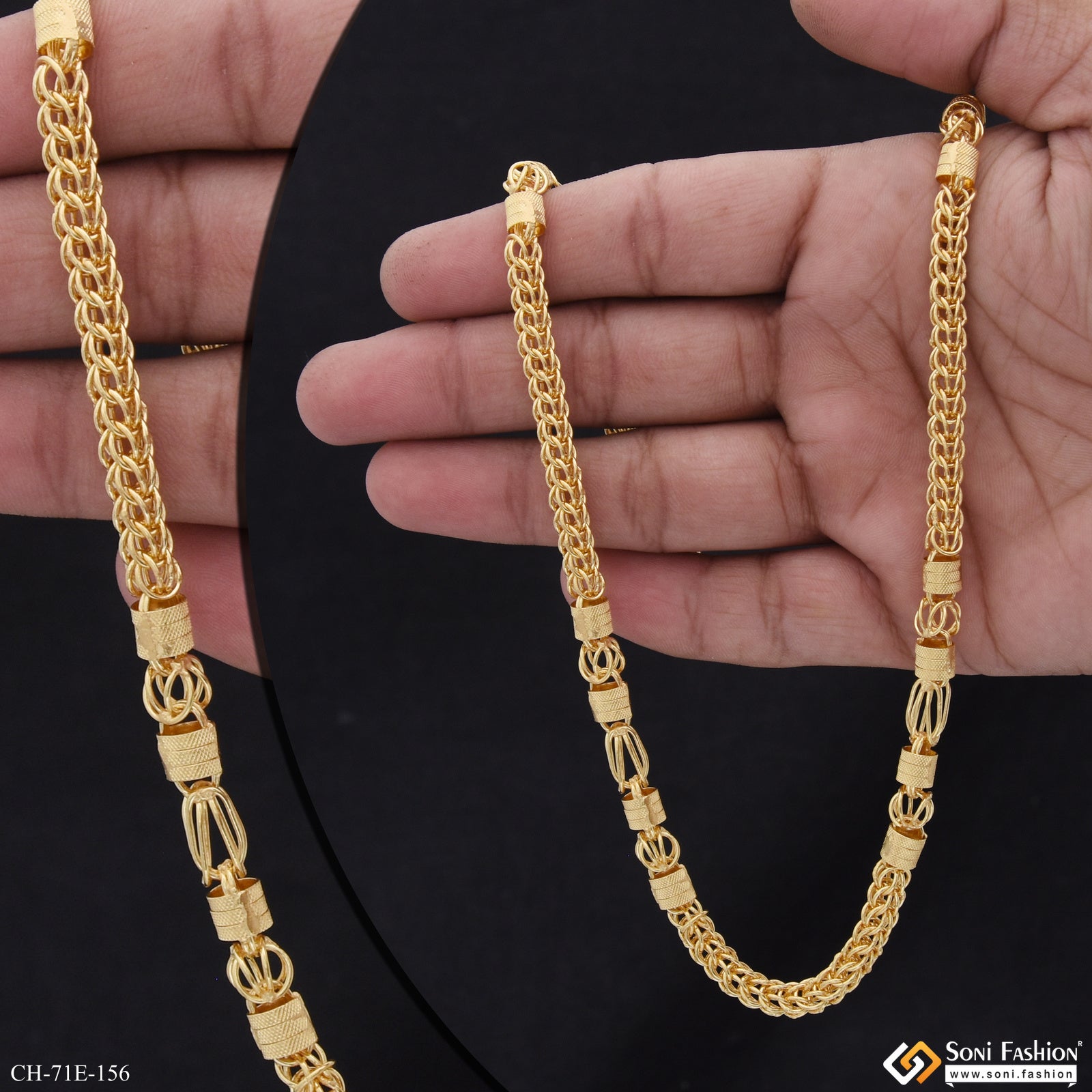 1 Gram Gold Plated Awesome Design Rajwadi Chain for Men - Style E156 ...