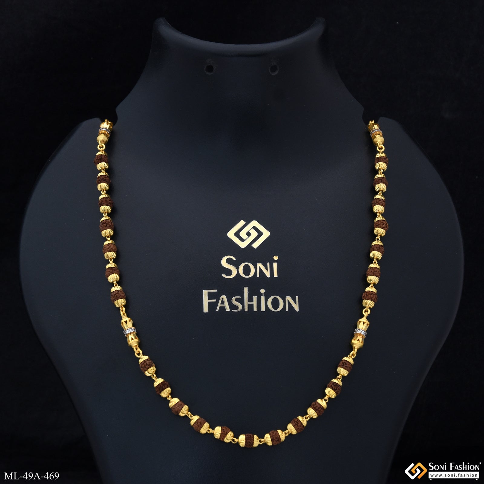 1 Gram Gold Plated Excellent Design Rudraksha Mala for Men - Style A46 ...