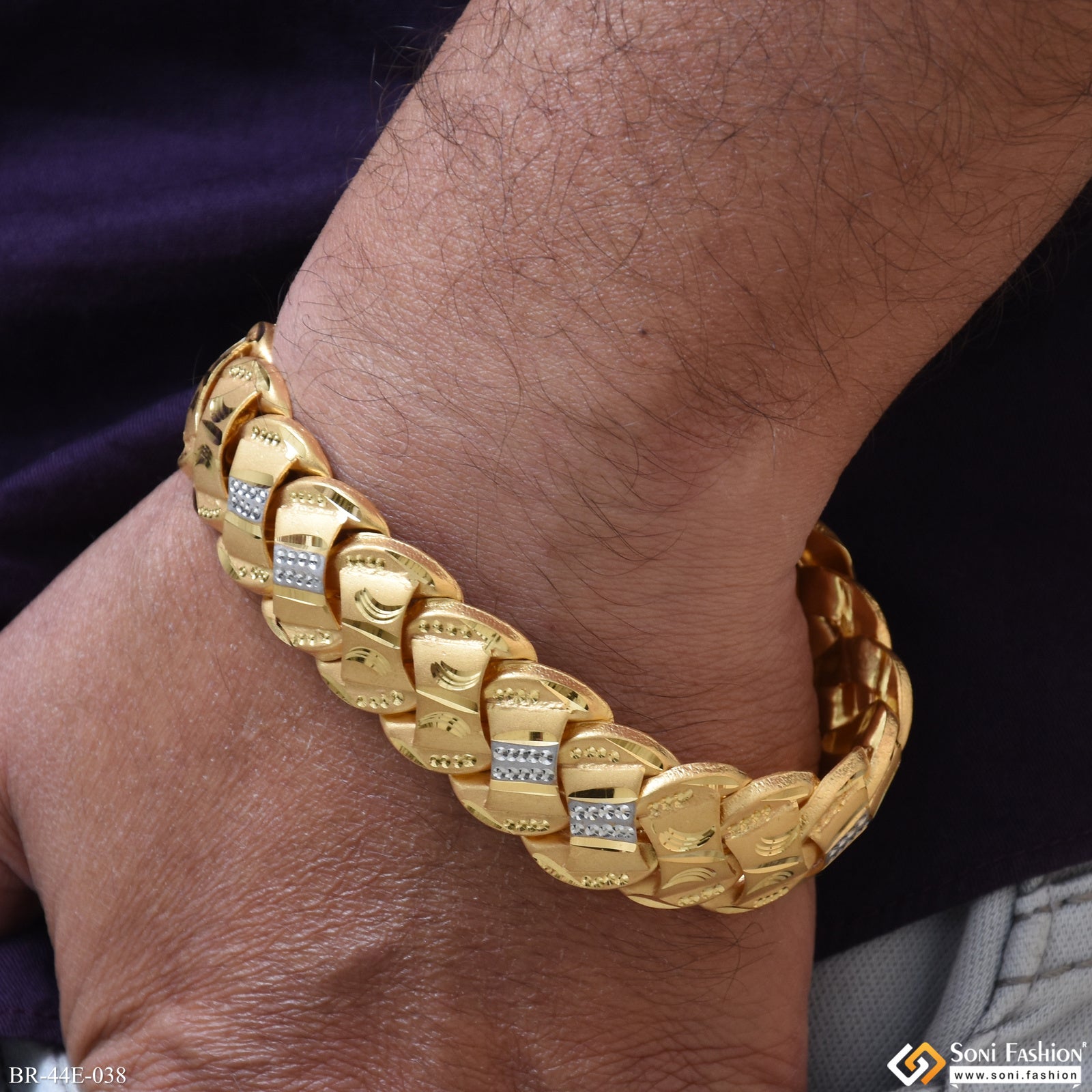 1 Gram Gold Plated Hand-Crafted Design Pokal Bracelet for Men - Style ...