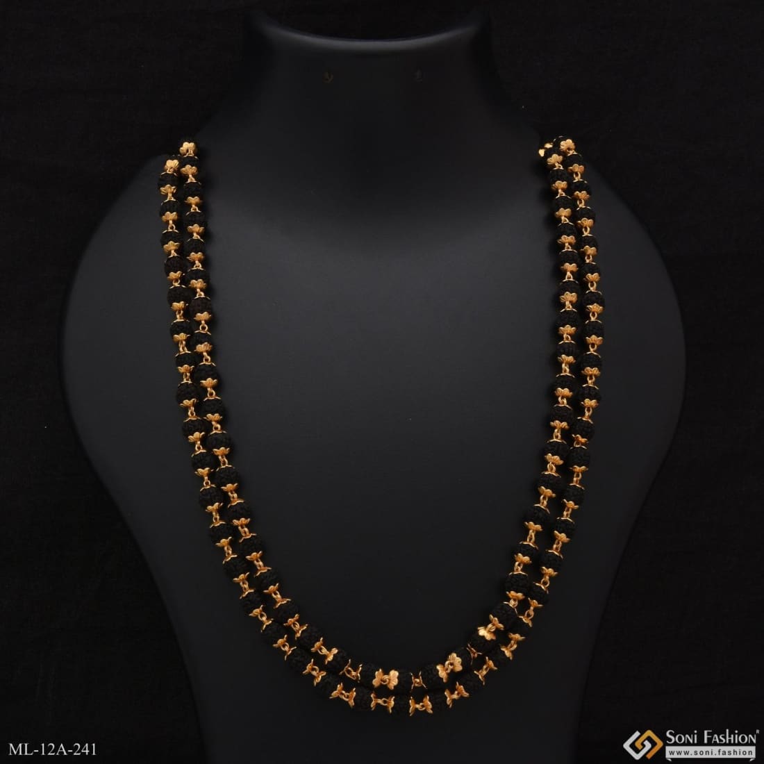 2 line latest design high-quality gold plated rudraksha mala for men ...