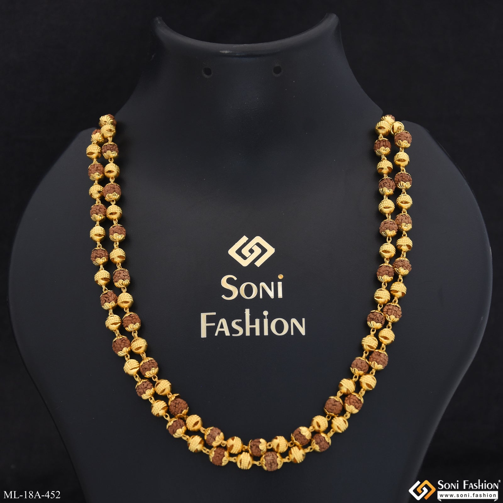 2 Line Gold Plated Rudraksha Mala for Men - Style A452 – Soni Fashion
