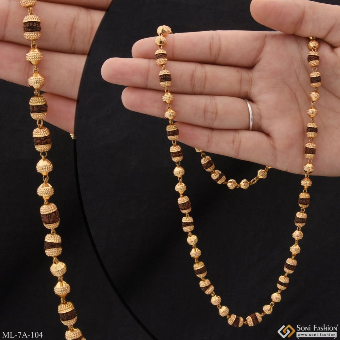 Very Best Design Rudraksha Mala With Golden Ball Design - Gold Plated ...