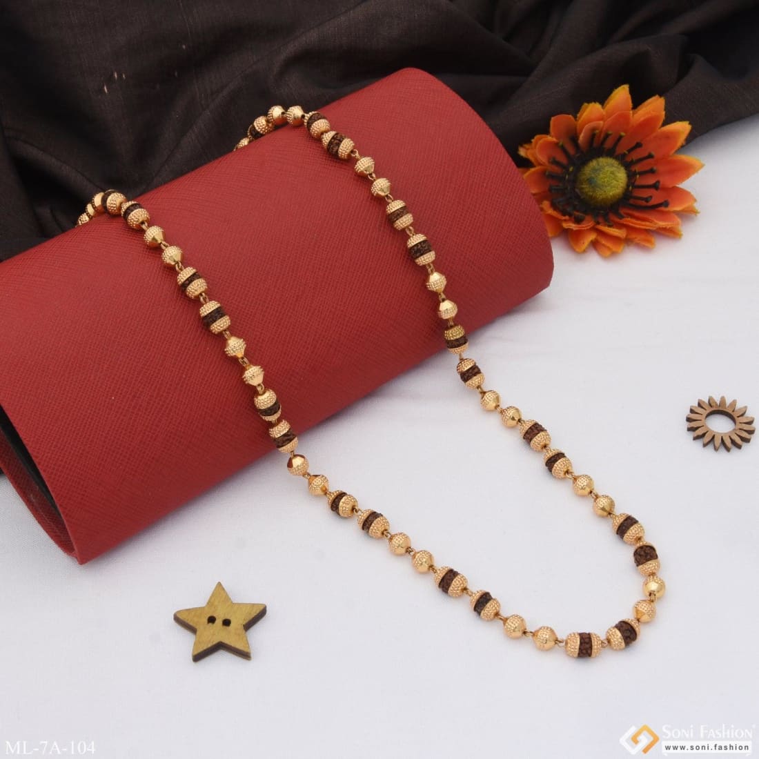 Very Best Design Rudraksha Mala With Golden Ball Design - Gold Plated ...