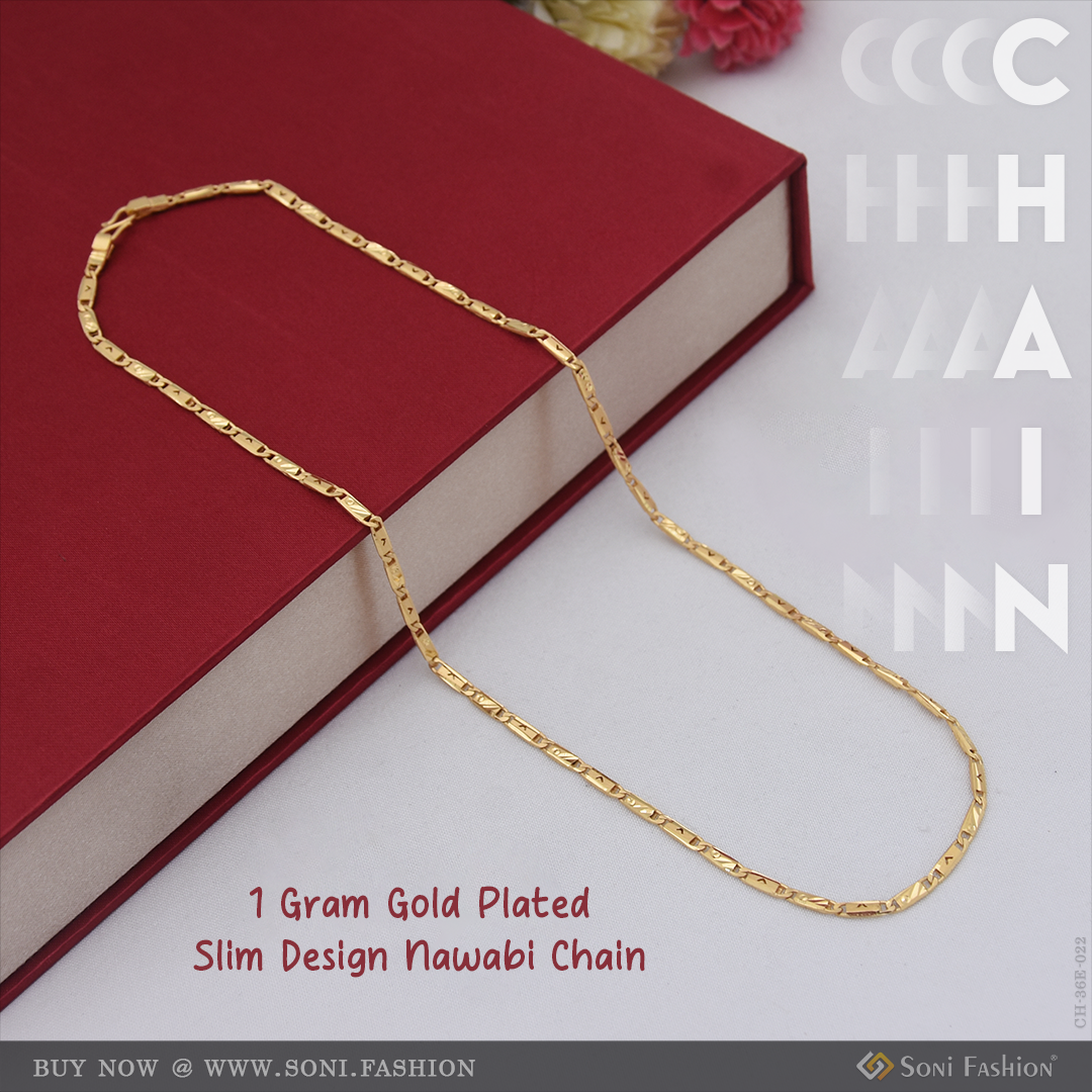 1 Gram Gold Plated Slim Design Nawabi Chain for Men - Style E022 – Soni ...