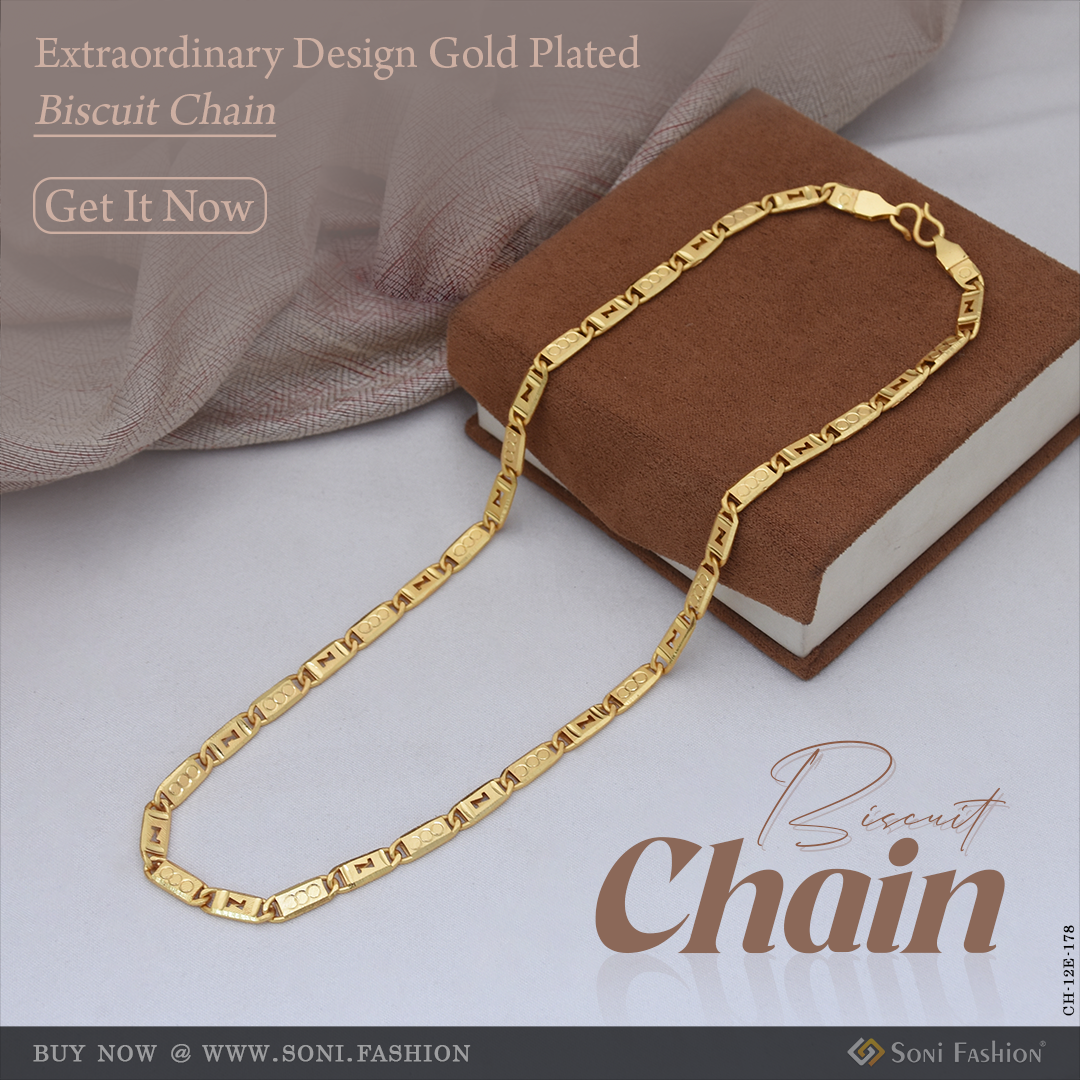 Extraordinary Design Gold Plated Biscuit Chain for Men - Style E178 ...