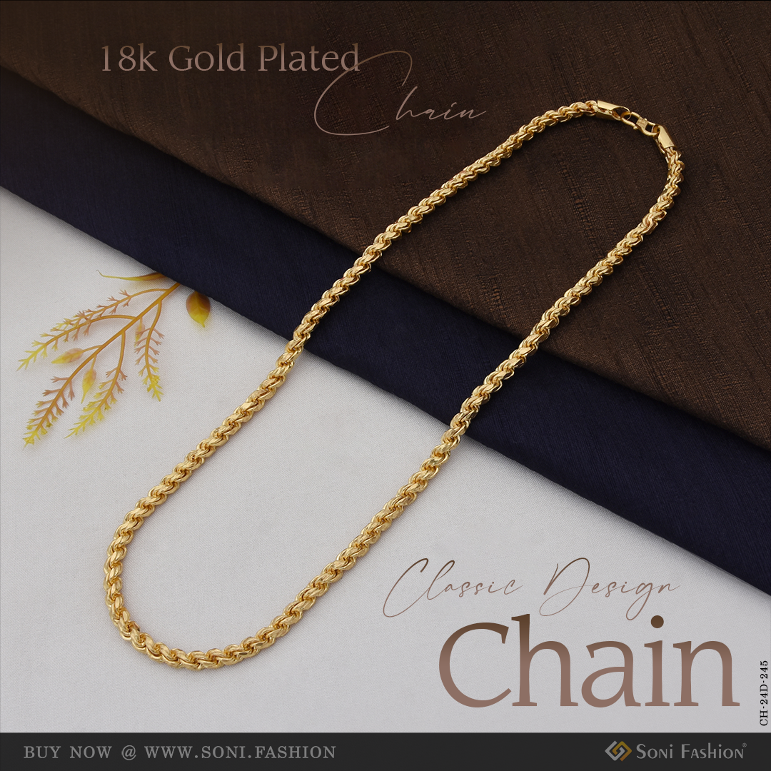 Classic Design 18k Gold Plated Chain for Men - Style D245 – Soni Fashion