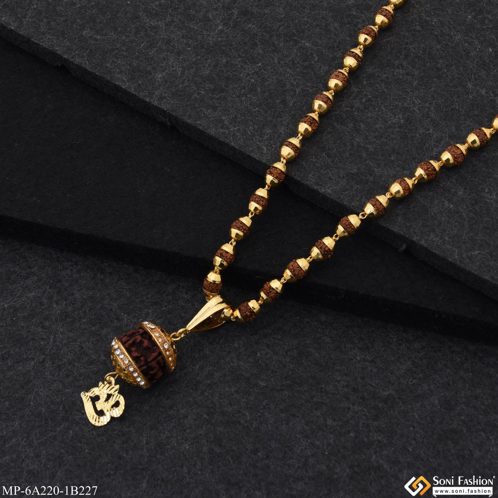 Glittering Design Gold Plated Rudraksha Mala with Pendant for Men (MP ...