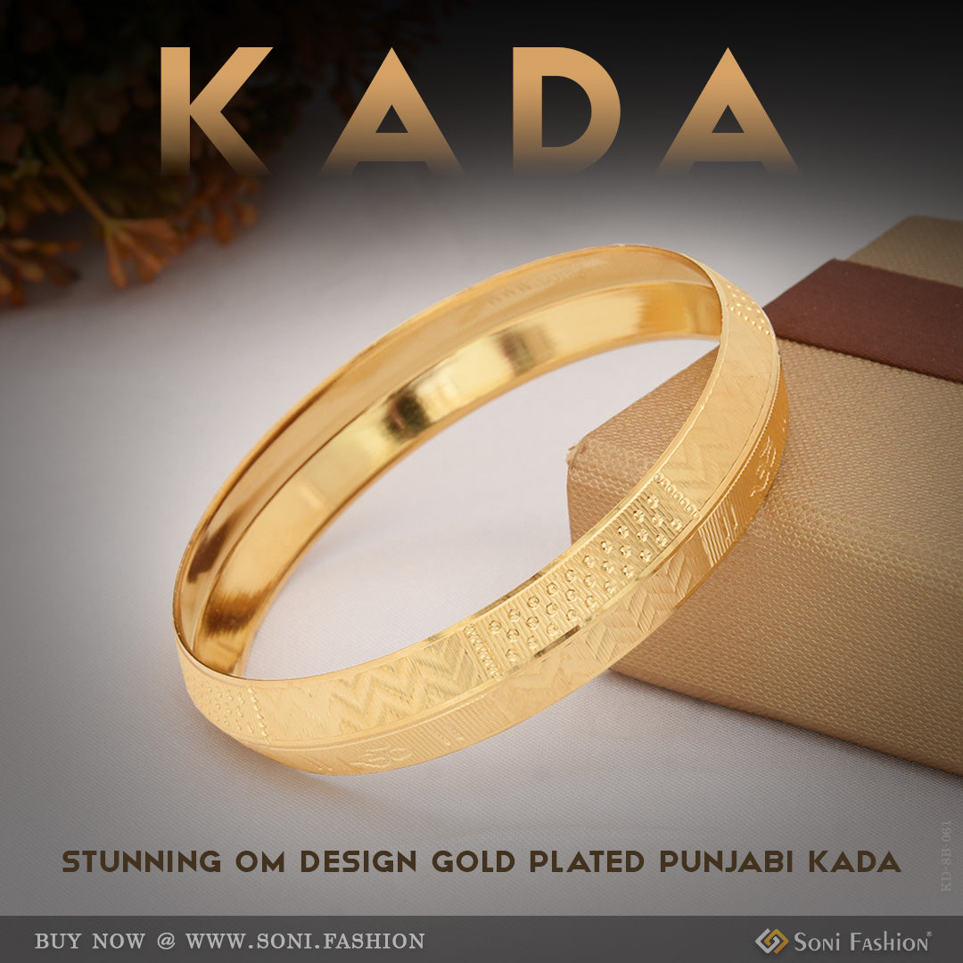 Om stunning design superior quality gold plated punjabi kada for men ...