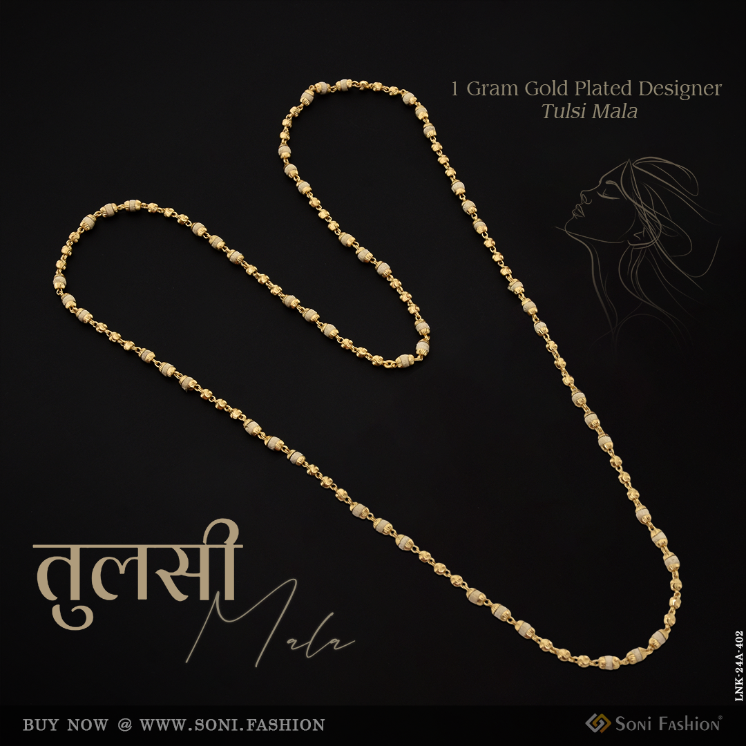 1 Gram Gold Plated Designer Classic Design Tulsi Mala for Women - Styl ...