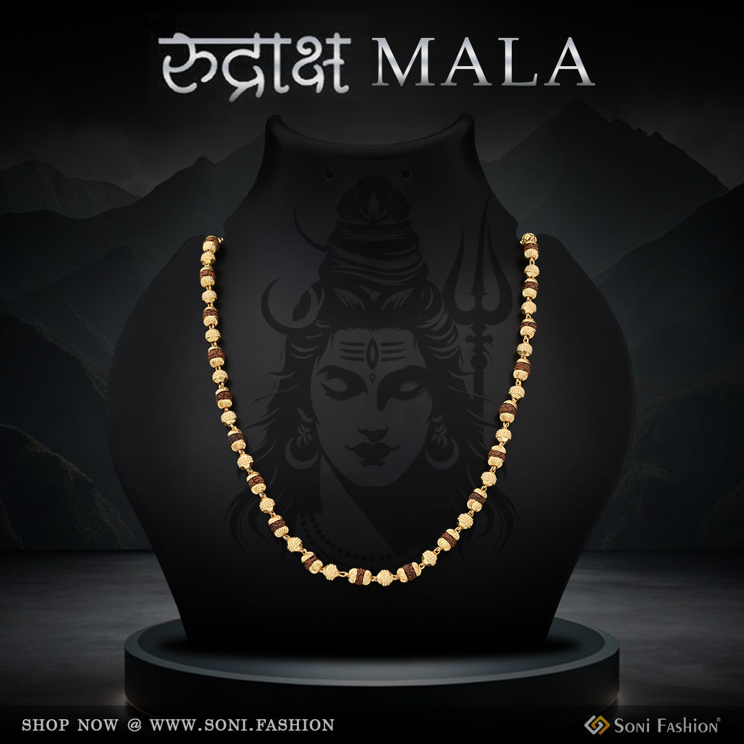 Attention-Getting Design Gold Plated Rudraksha Mala for Men - Style A2 ...