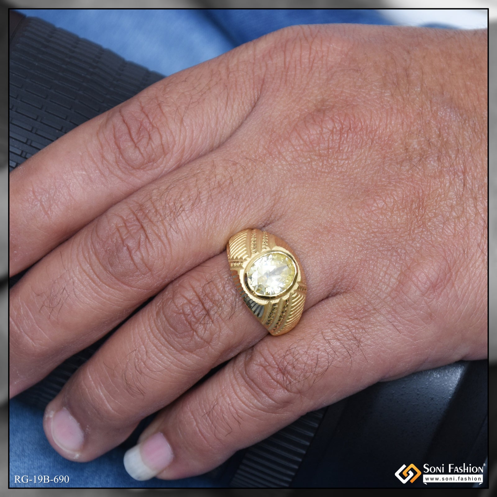 1 Gram Gold Plated Yellow Stone Ring for Men - Style B690 – Soni Fashion