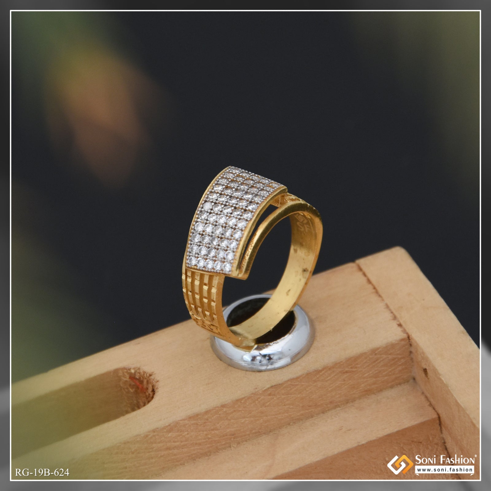 1 Gram Gold Plated Trending Design Diamond Ring for Men - Style B624 ...