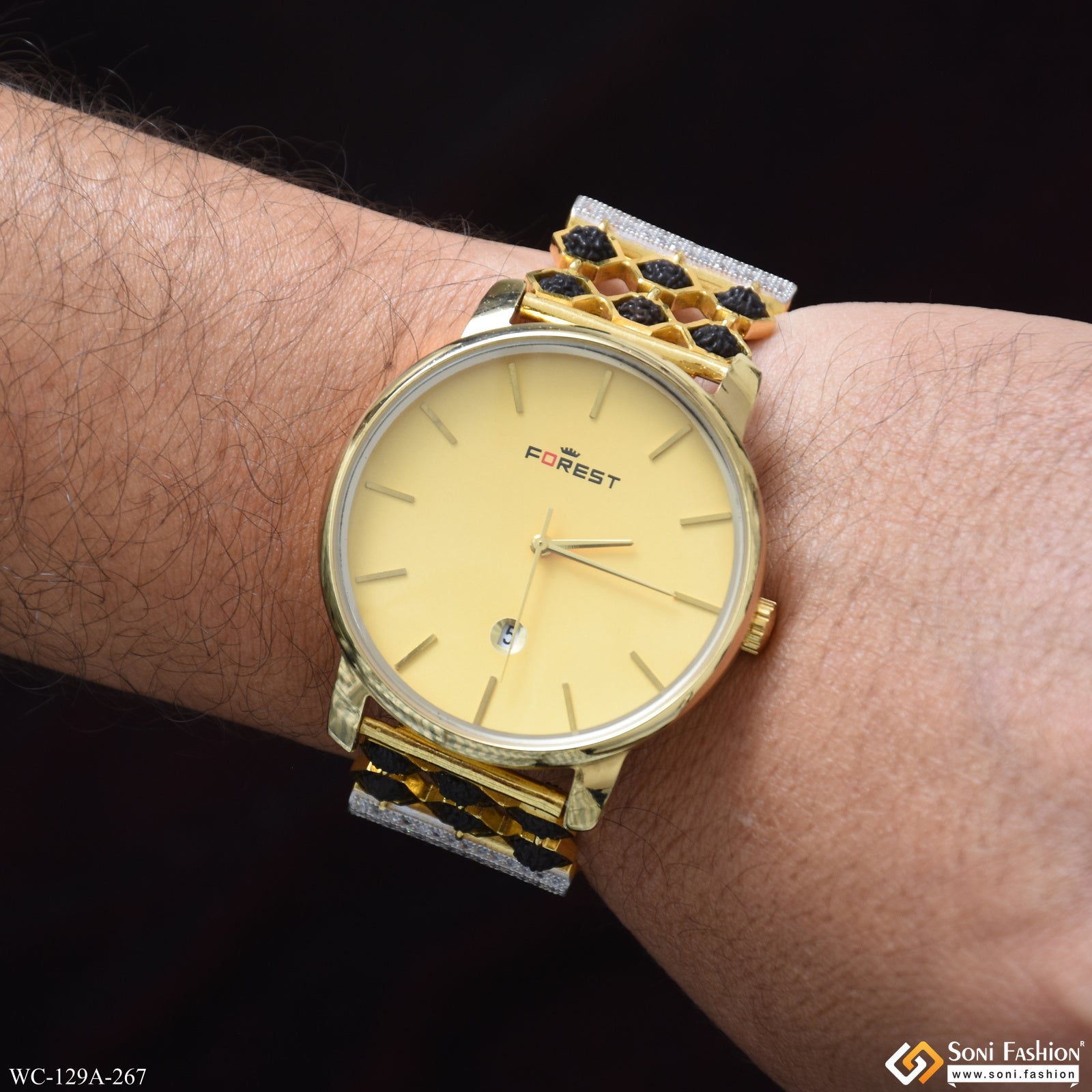 1 Gram Gold Plated Hand-Crafted Design Watch for Men - Style A267 ...
