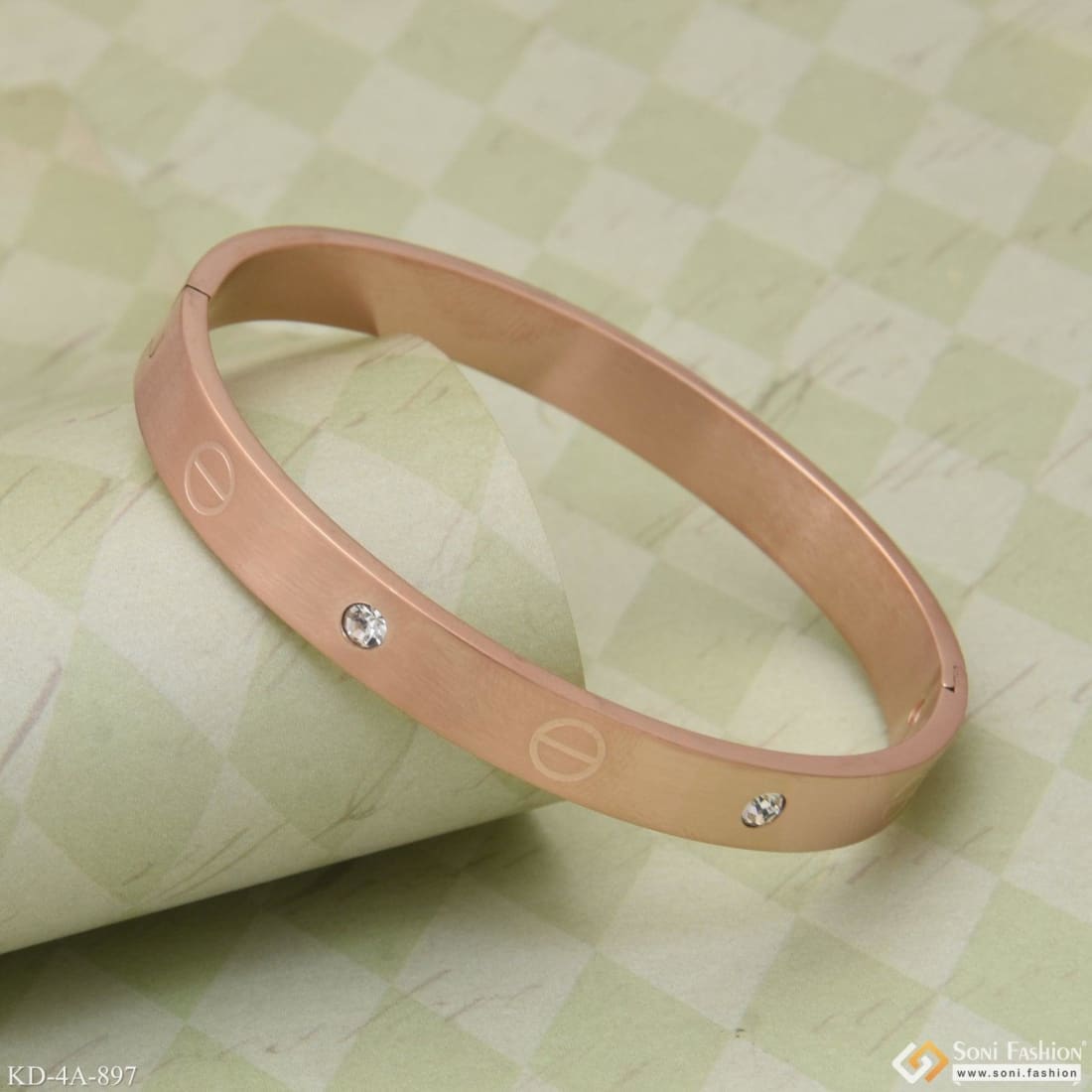 Dainty Design Best Quality With Diamond Rose Gold Kada For Men - Style ...