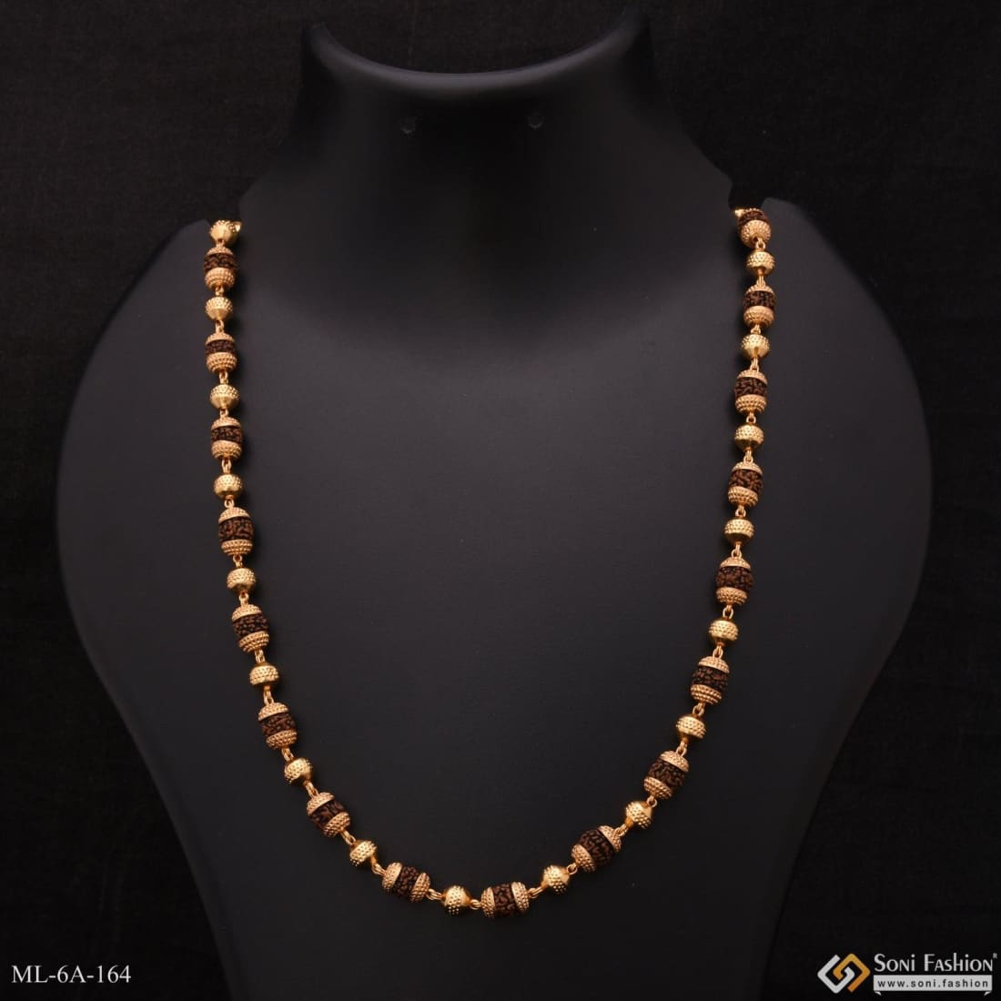 Mala with golden ball streamlined design gold plated rudraksha mala ...