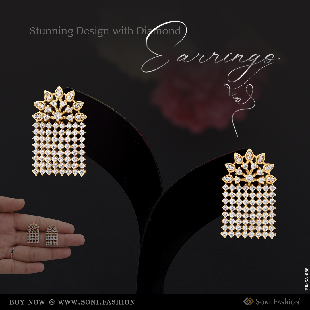 Stunning Design with Diamond Chic Design Gold Plated Earrings for Lady ...