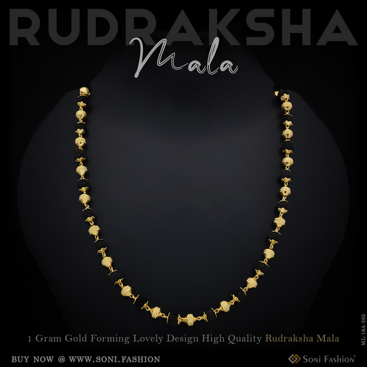 1 Gram Gold Forming Lovely Design High-Quality Rudraksha Mala for Men ...