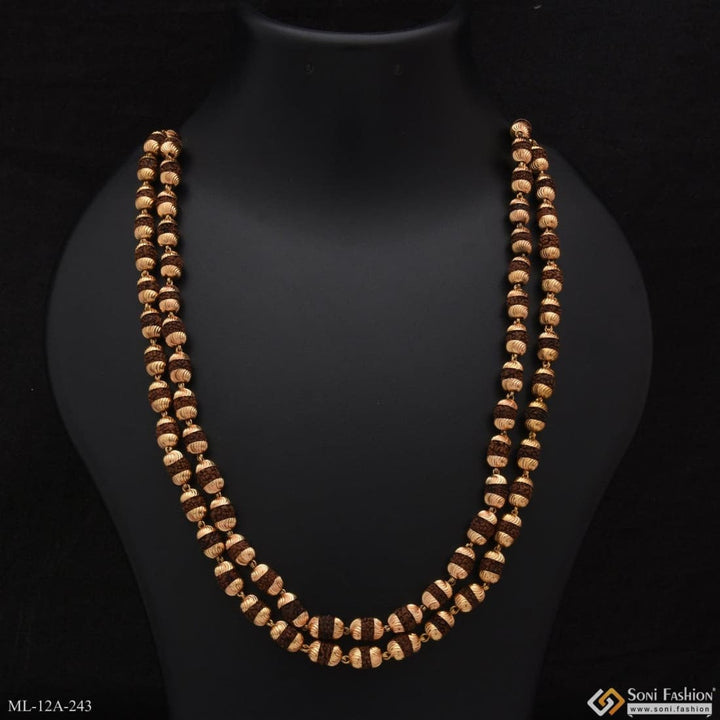 2 Line Stunning Design Superior Quality Gold Plated Rudraksha Mala - S ...