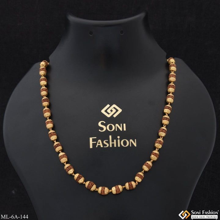 Finely Detailed Design Gold Plated Brown Rudraksha Mala for Men - Styl ...