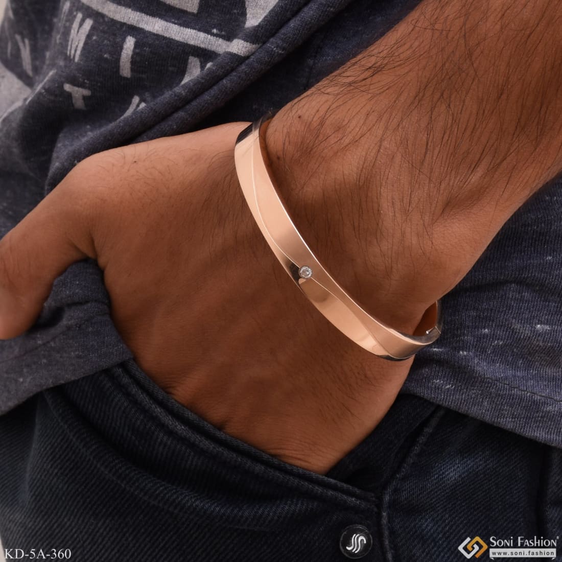 Stunning Design Superior Quality With Diamond Rose Gold Kada - Style A ...