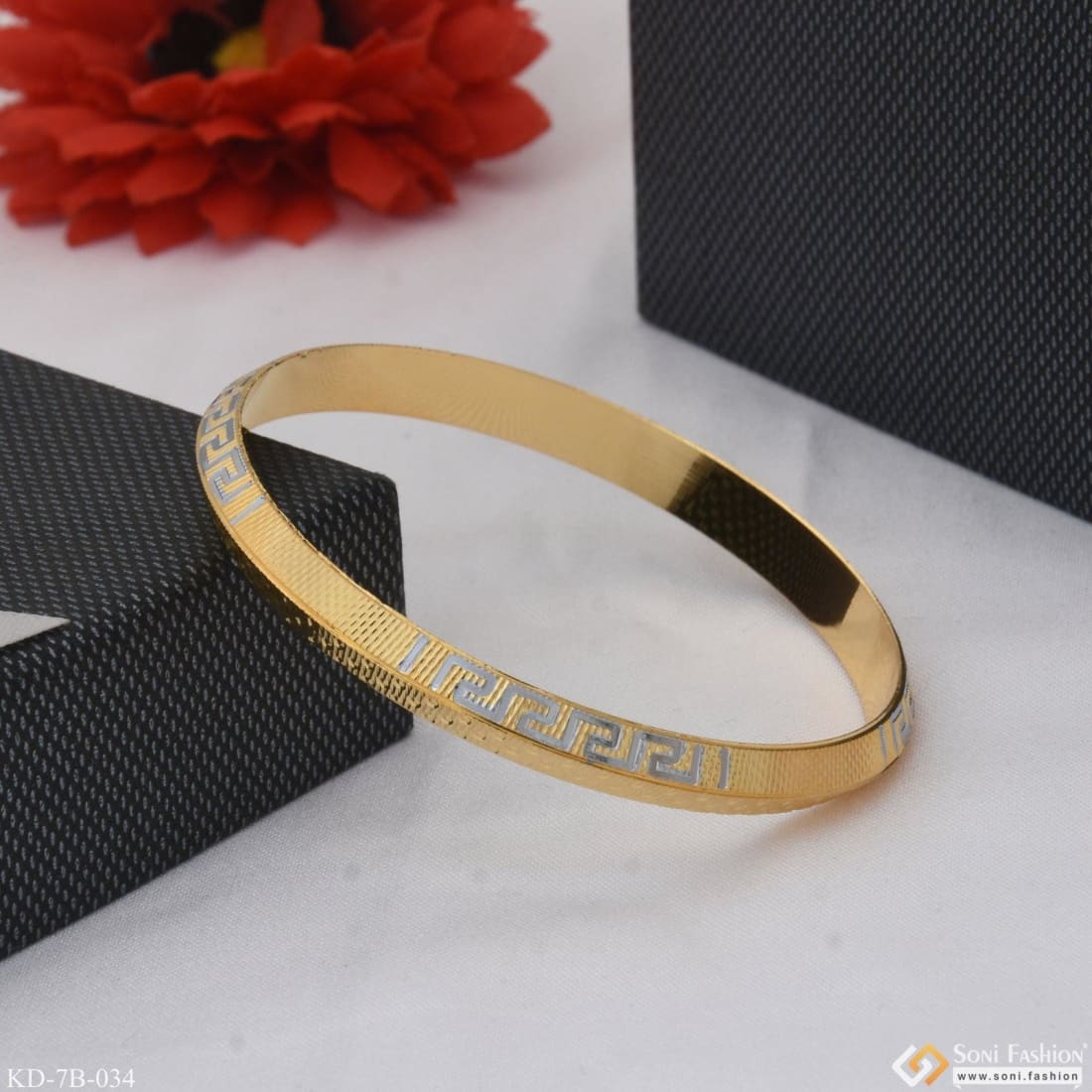 Superior quality hand-finished design gold plated punjabi kada for men ...