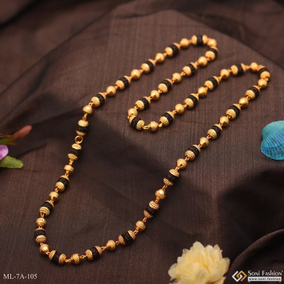 Very Best Design Rudraksha Mala With Golden Ball Design - Gold Plated ...